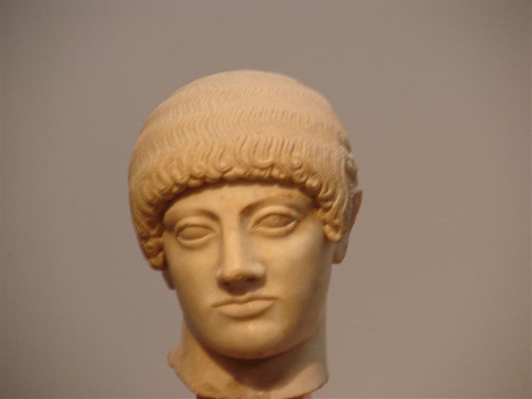 Reconstruction of the Blond Kouros's Head of the Acropolis, c.480 BC ...