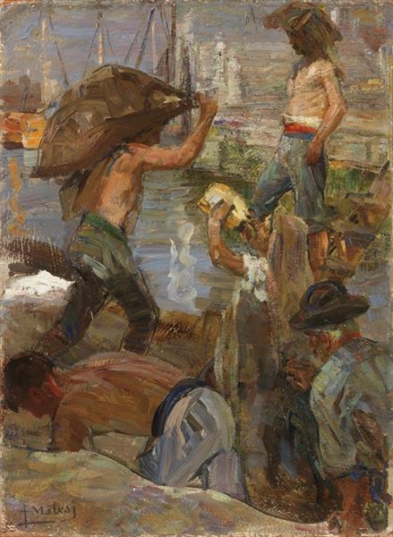 On the dock - Alessandro Milesi - WikiArt.org