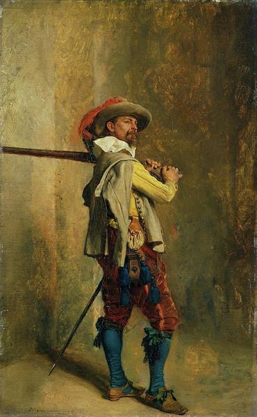 A Musketeer. Time of Louis XIII - Ernest Meissonier - WikiArt.org