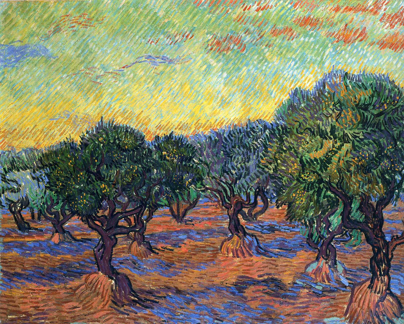 Olive Grove - Orange Sky, 1889 - Vincent van Gogh - WikiArt.org